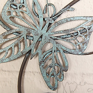 Asense Metal Butterfly Wall Décor Flower Wall Sculpture Art Home Decoration for Living Room Bedroom Indoor Outdoor