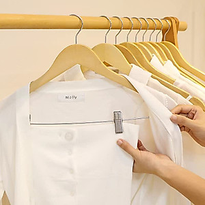 10 Pack Wooden Hangers with Clips Suit/Jacket/Skirt/Coat/Dress/Blouse (Natural)