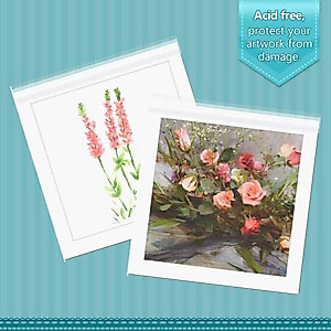 Golden State Art, 100 Pack Clear Bags for Mats, Pictures, Acid-Free, 12-11/16" x 12-3/8"