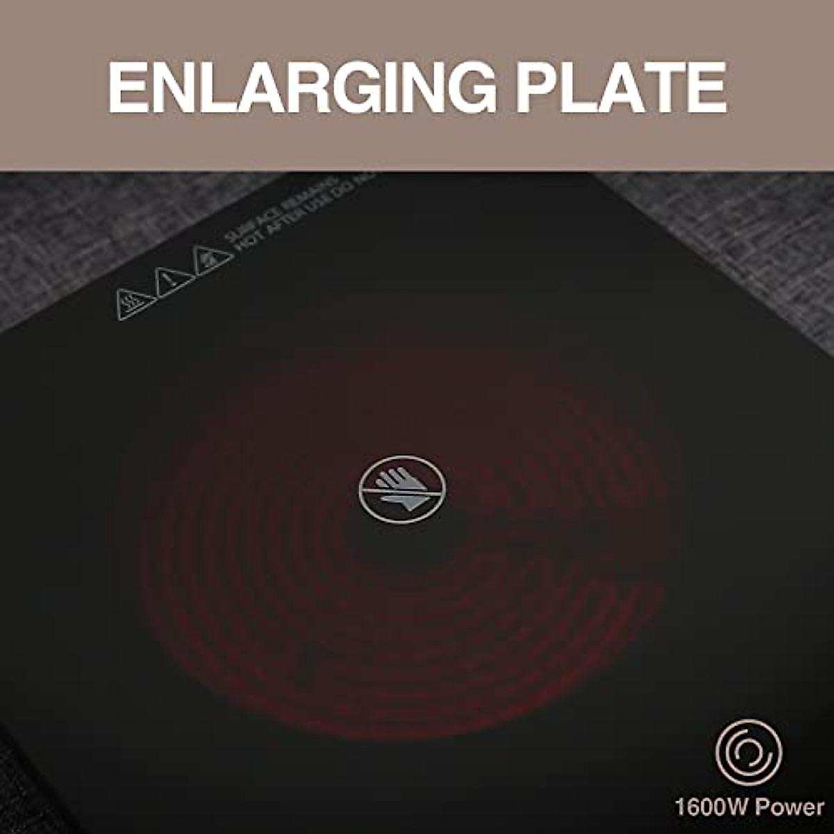 KOCONIC 1600W Infrared Single Burner,Hot Plates for cooking,8 Power Levels＆24 Hours Setting,7.8 Inch Ceramic Glass Portable Electric Stove for Home Cooking