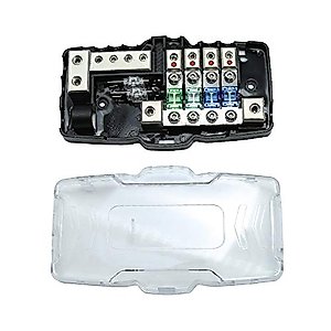 4-Way Car Audio Stereo with Ground Mini ANL Fuse Box Holder Distribution Blocks 0/4GA Fuses Holder 30A 60A 80Amp, LED Indicator