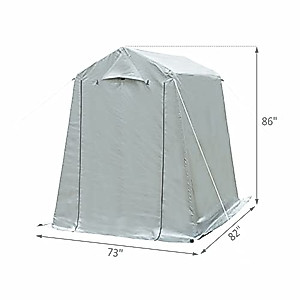 6 x 7 Feet Outdoor Shed Car Tent Carport Garage Storage Shed UV Proof Cover Ideal for Motorcycles, Bicycles, Garden Tools, Lawn Mower, Fire Woodard, Patio Furniture Storage, Gray