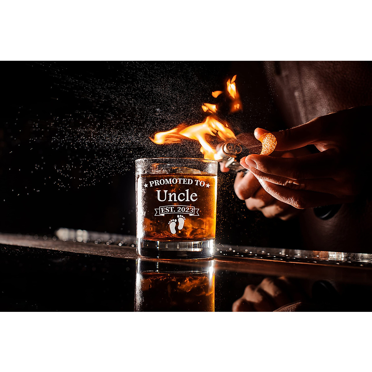 CARVELITA Promoted To Uncle Est 2023 - Uncle Whiskey Glass - 11oz Old Fashioned Bourbon Rocks Glass - Uncle Pregnancy Announcement - Gifts For First Time Uncle - Baby Reveal Gift For Brother