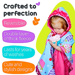 Birdy Boutique Car Seat Poncho for Kids – Safe to Use Over Seat Belts – Reversible Warm and Cozy Blanket – Easy on Easy Off and Doesn’t Impact Car Seat Performance – Cupcake – One Size