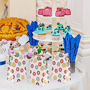 Fowecelt 24 Pack Donut Party Favor Bags, Sweet Doughnut Goodie Candy Treat Bag for kids Birthday Party Baby Shower Decoration Supplies