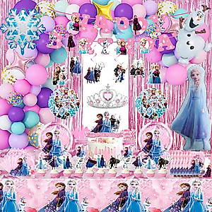 Kikuke Birthday Decorations, 265 Pcs Birthday Party Supplies Set for Girl includes Happy Birthday Banner, Balloons, Tableware, Tablecloth, Cupcake Topper