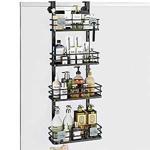 ODesign Shower Caddy Hanging Over the Door Bathroom Kitchen Shelves Organizer Basket Rustproof - Black