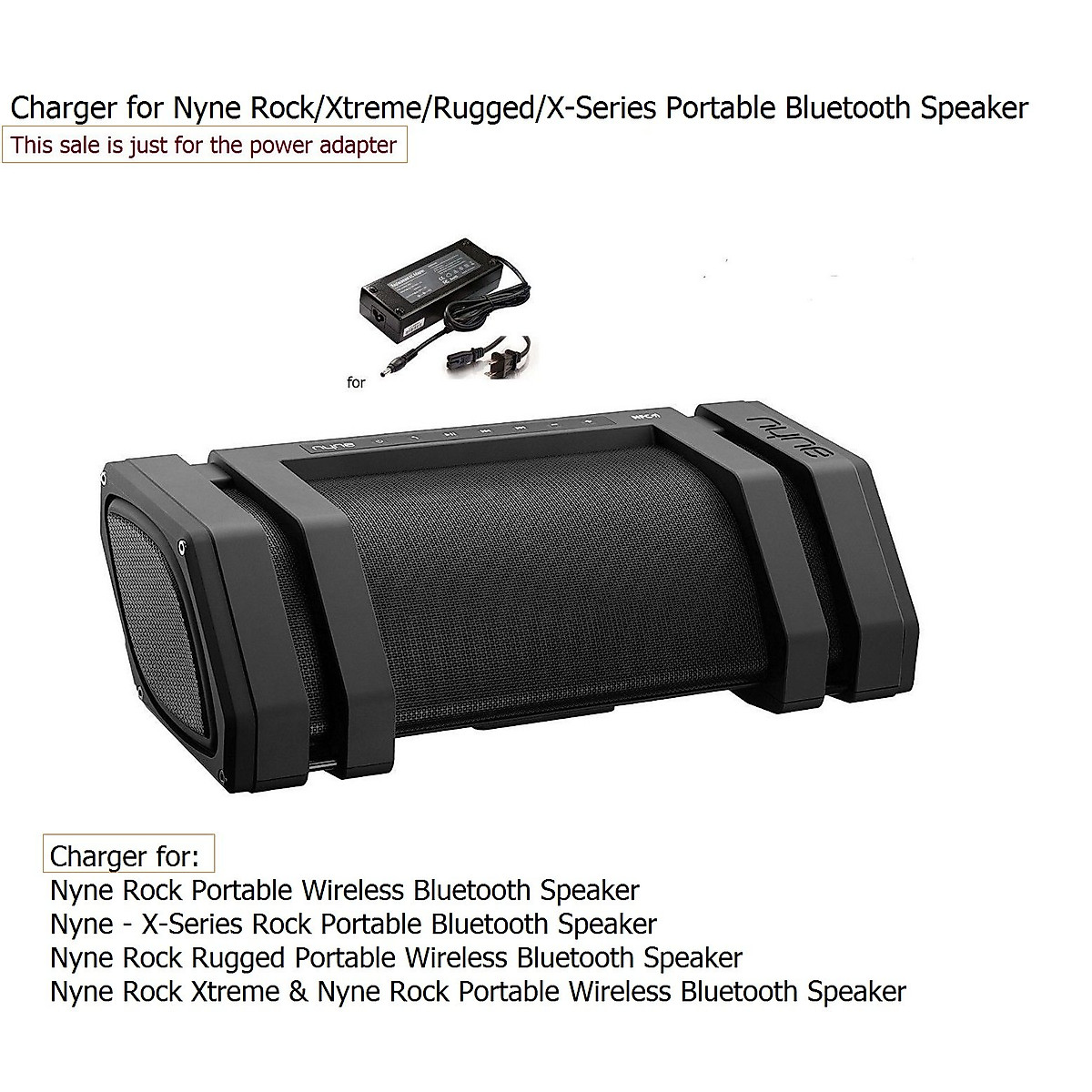 Charger Compatible with Nyne Rock Xtreme & Nyne Rock/Nyne Rock Rugged/Nyne X-Series Portable Wireless Bluetooth Speaker