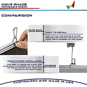 Windscreen4less 4' x 16' Retractable Shade Cover Replacement Canopy Sliding Wave Shade Sail for Pergola Awning Patio Deck Yard Porch Gazebo Brown