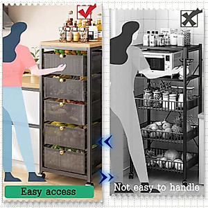 Small Sideboard,Storage Trolley , Larder Cupboard. Tall Storage Cabinet. Bar Cabinet. Cart Slide-out Slim. Rolling Utility Cart Mobile Storage Shelving Organizer, For Kitchen Bathroom Laundry Office (