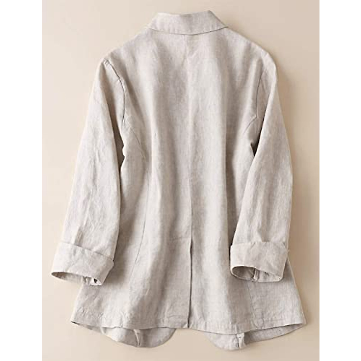 Linen Blazer Women Linen Jackets Casual Spring Summer Blazers Lightweight Clothes (Beige Blazer, M)