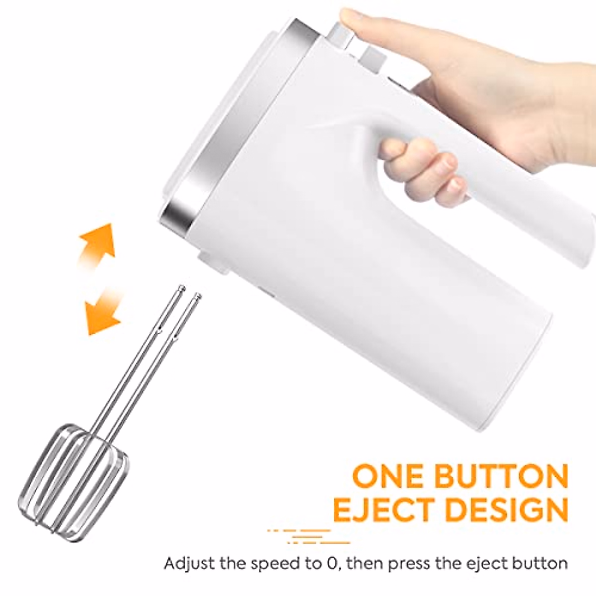 Hand Mixer,550W Electric Whisk, Turbo Boost/Self-Control Speed + 5 Speed + Eject Button + 4 Stainless Steel Attachments for Home Kitchen Baking Cake Food Beater