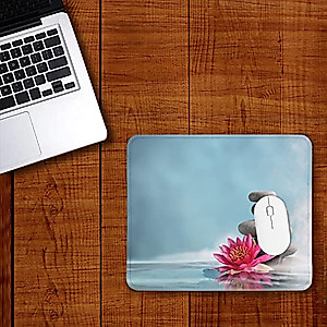 Zen Stone red Water Lily Mouse Pad Non-Slip Rubber Base Mouse Pad for Laptop PC Office Working Travel 12x10 Inch