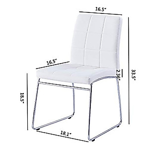 White Dining Chairs Set of 2 - Faux Leather Dining Chairs, Comfortable Modern Kitchen Chairs with Chrome Legs for Dining Room Chairs, Living Room, Bedroom, Waiting Room Chairs