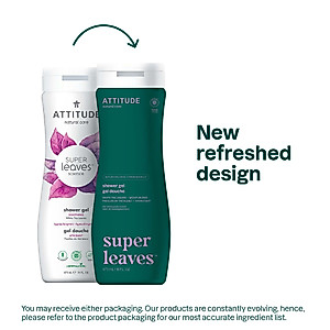 ATTITUDE Body Wash, EWG Verified Shower Gel, Dermatologically Tested, Plant and Mineral-Based, Vegan Personal Care Products, White Tea Leaves, 16 Fl Oz