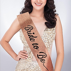 Bachelorette Party Decorations, Bridal Shower Decorations Bride to Be Balloons Rose Gold Bridal Foil Curtain Backdrop (Give Temporary Tattoos)