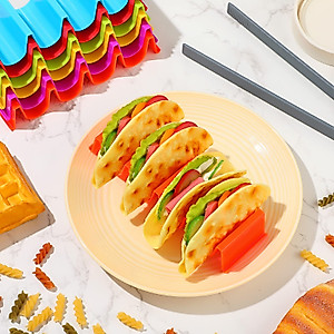 30 Pack Taco Holder Stand Colorful Taco Holder Wave Shape Taco Shell Holder Taco Stand on Table Taco Tray Taco Rack, Holds up to 4 Tacos Each, Oven, Baking, Dishwasher and Grill Safe