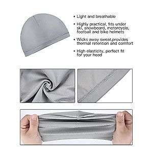 Boao 6 Pieces Skull Caps Helmet Liner Sweat Wicking Cap Running Hats Cycling Skull Caps for Men Women (Cute Colors, Large)