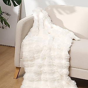 White Fluffy Faux Fur Rug - 2x6 Feet Fuzzy Sheepskin Throw Rug, Ultra Soft Shag Rug for Bedroom,Living Room,Fireplace,Nursery Decor
