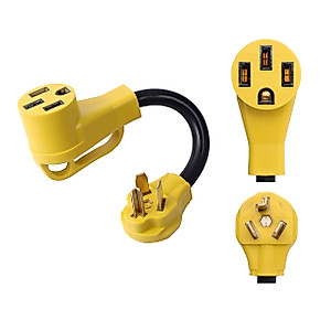 ONETAK NEMA 10-30P to 14-50R 240V 30 Amp 3 Prong Dryer Male Plug to 4 Prong Generator Female Outlet Receptacle EV Charger Compatible Tesla Gen 2 Power Cord Adapter