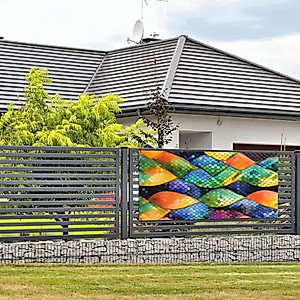 Rainbow Fish Scale Printed Banners Personalized Party Banner Photo Text Background Banner Wall Banner for Halloween Party Home Decorations or Backdrops