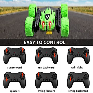 CPSYUB Remote Control Car, RC Car Double Sided Fast Off-Road Stunt RC Toy Car, Rechargeable RC Crawler Toys for Ages 4, 5, 6, 7, 8, 9, 10, 11, 12 Year Old Boys Girls Gifts