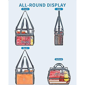 Paxiland Clear Bag Stadium Approved 12x6x12, Clear Stadium Bag for Women and Men, Clear Tote Bag Stadium Approved for Concert Work Festival Lunch, See Through Bag with Removable Straps - Grey