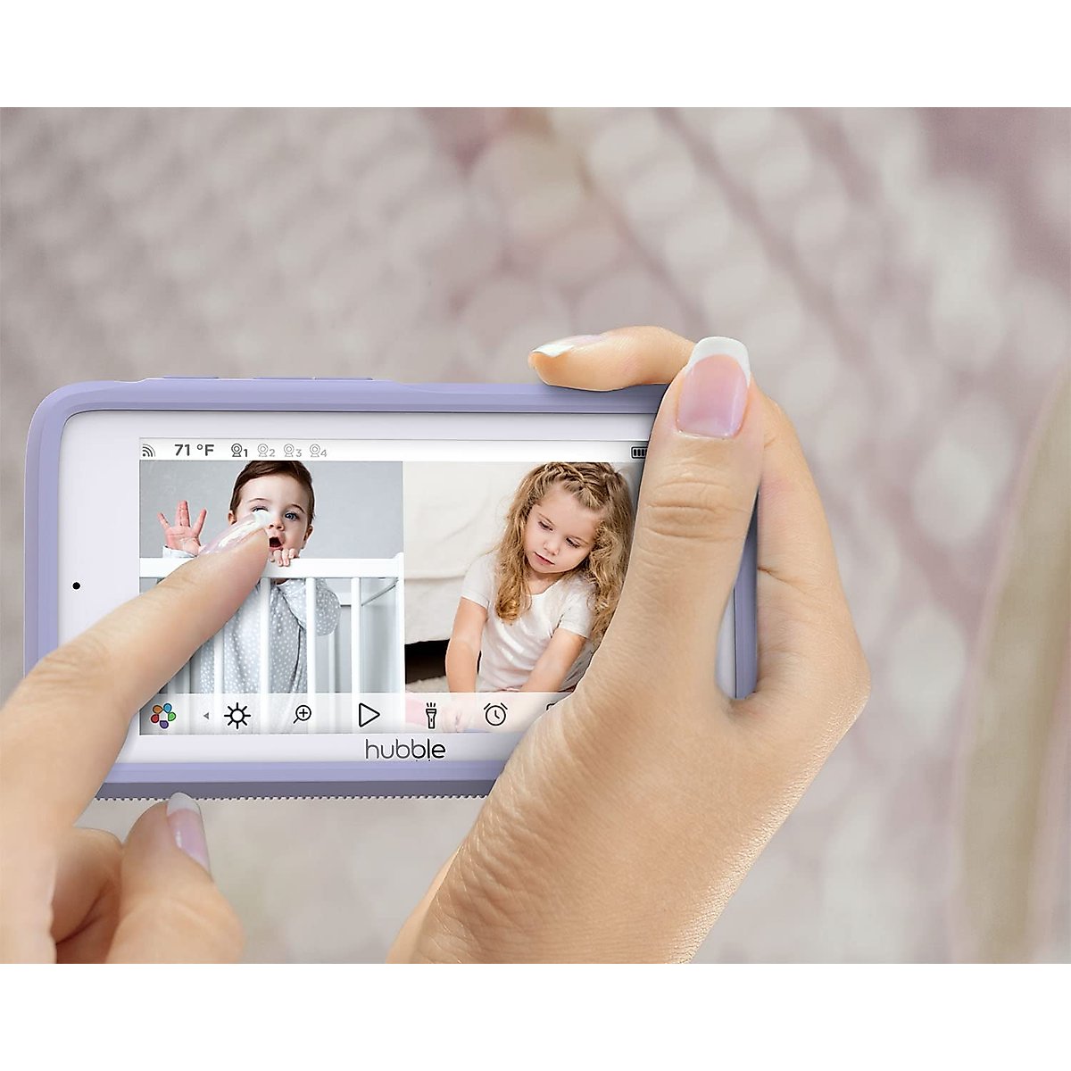HUBBLE CONNECTED Nursery Pal Deluxe 5" Smart HD Twin Baby Monitor and 2 Cameras with Built-in Rechargeable Batteries to Use at Home Or On The Go