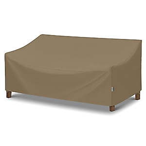 SunPatio Outdoor Couch Cover 80 Inch, Heavy Duty Waterproof 3-Seater Patio Sofa Cover with Seam Taped, Fade & Wind & Rip Resistant Patio Bench Cover for Outdoor Furniture, 80" L x 36" W x 30" H, Taupe