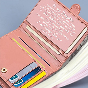 DEGASKEN Daughter Gifts Wallet Card from mom, To My Daughter Never Forget I Love You, Daughter Wedding Card Gifts from Mother, College Graduation, Birthday, Christmas