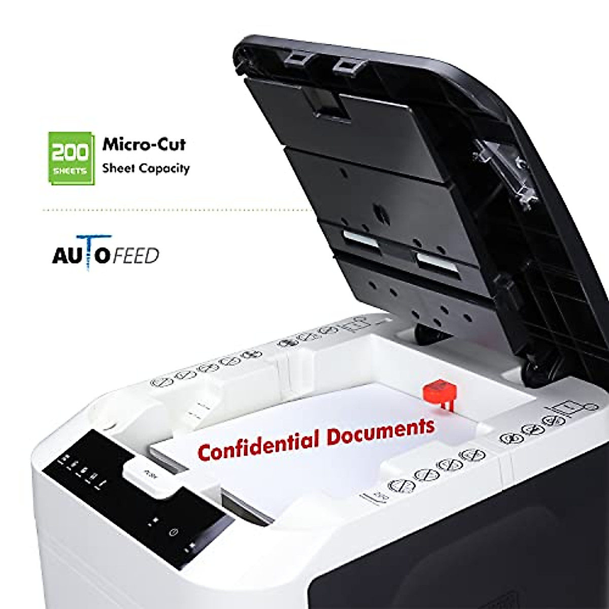 Aurora Commercial Grade 200-Sheet Auto Feed High Security Micro-Cut Paper Shredder/ 60 Minutes/ Security Level P-5