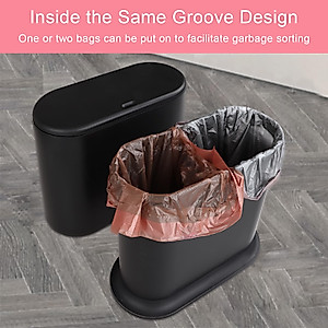 CYEAH Slim Bathroom Trash Can with Press Top Lid, 3.2 Gallon/12 Liter Bathroom Garbage Can, Black Small Trash Can with Lid for Bathroom, Kitchen, Living Room, Office and Narrow Spaces