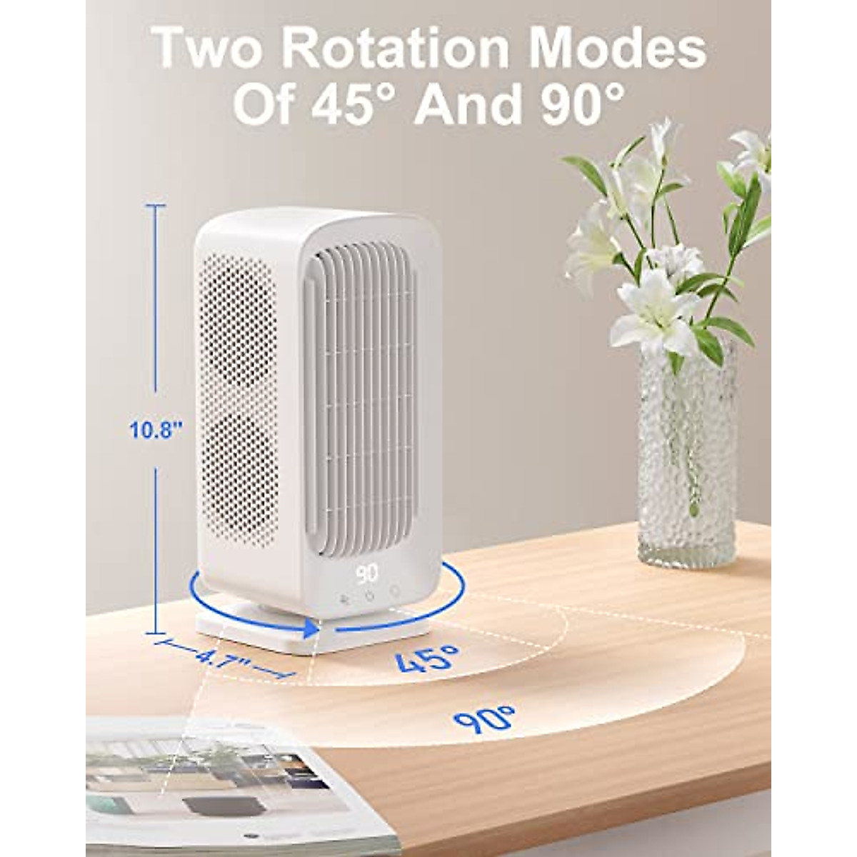 SWEETFULL Desk Fan,10000mAh Battery Operated Tower Fan Portable Fan Small Personal Table Fan, Oscillating Fan,5 Speed Rechargeable Battery Cooling Electric Fan for Bedroom Office Outdoor Indoor