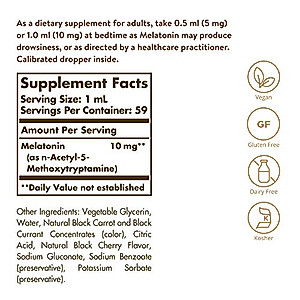 Solgar Liquid Melatonin 10 mg, Natural Black Cherry Flavor - 2 oz, 2 Pack - Supports Sound, Quality Sleep - Helps Normal Circadian Rhythm - Great for Jet Lag - Vegan, Gluten Free - 118 Total Servings