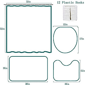 AKvsoze 4PCS Set Tropical Ocean Beach Dolphin Shower Curtain, Teal Sea Blue Sky White Clouds Seagull Green Palm Leaf Seaside Island Scenery Marine Life Bathroom Decor, Non-slip Bath Rugs, Coconut Tree