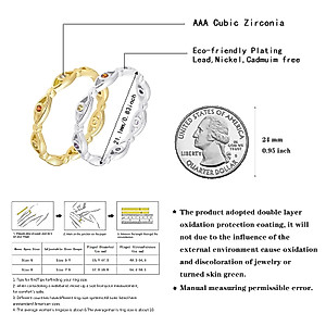 JIANGYUE Evil Eye Infinity Ring for Women Colorful Cubic Zirconia Eyes Stackable Engagement Rings Wedding Jewelry Gift Size 9