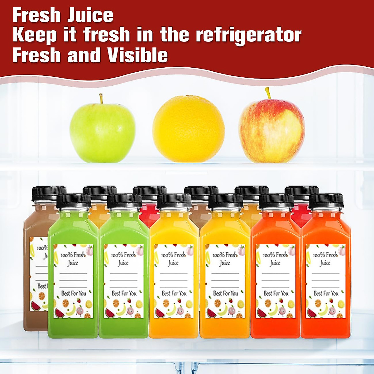 ztarraum 12pcs 12oz Plastic Juice Bottles, Reusable Juice Containers with Black Tamper Proof Lids, Brush, Funnel and Labels, Clear Juice Containers for Juicing, Smoothie and Homemade Beverages