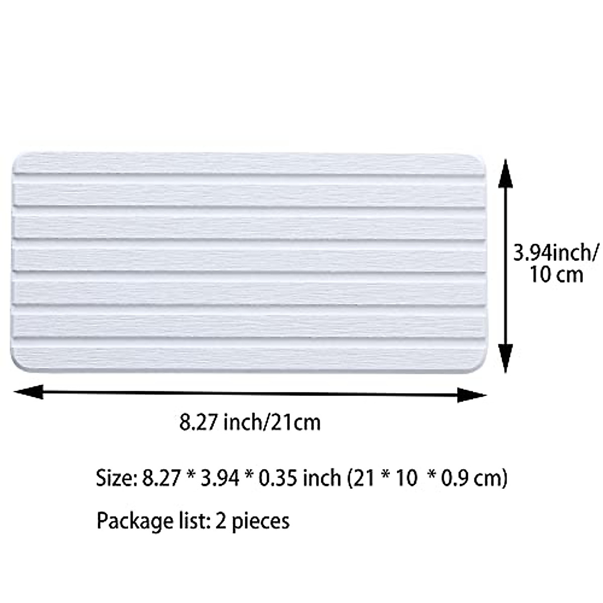 NiuYichee 2 PCS Water Absorbent Diatomite Coasters Rectangle, Grooved Design, Water Absorbing Stone Used for Hand Soaps & Plants & toiletries in The Modern Home (White)