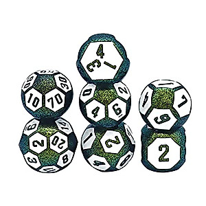 UONUOT 7pcs DND Football Metal Dice Set D&D Polyhedral Dice for Dungeons and Dragons Role Playing Dice Games RPGs (Green)