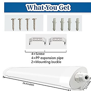 Super Bright LED Tube Light Fixture 2FT, 5000K Utility Shop Lights, IP66 Waterproof Garage Light, Ceiling and Under Cabinet Lighting, 30W 3300LM Tube Light for Bedroom Workbench Garage Kitchen Office