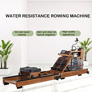 LuusMm Water Resistance Rowing Machine for Home Gym Fitness, Classic Wooden Water Rowing Machine with Monitor for Full Body Exercise Cardio Training,Brown