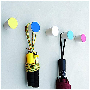 WINGOFFLY 3PCS Decorative Wooden Wall Mounted Hanging Coat Hat Hooks Modern Colorful Clothes Hanger Handemade Craft Rack(Nature& Red& Yellow)