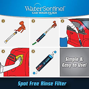 WaterSentinel SF-20W Spotless Car Wash Inline Deionized Water Garden Hose Water Filter & Extension Adapter for RV, Boat, Marine, Motorcycle, Home, Windows, Spot Free Wash, Solar Panels