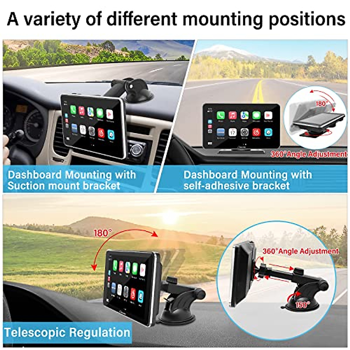 Carpuride 2023 Newest Wireless Apple Carplay & Android Auto,7 Inch Full HD Touch Screen Portable Car Radio Receiver,Car Stereo with Mirror Link, Google, Bluetooth
