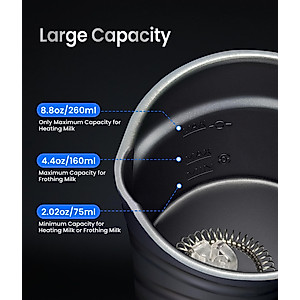 Milk Frother, SAIBOKE 4-in-1 Electric Milk Steamer，Automatic Hot & Cold Foam Maker, 8.8oz/260ml Milk Warmer for Latte, Cappuccinos, Macchiato. Ultra-Quiet Working & Automatic Shut Off.