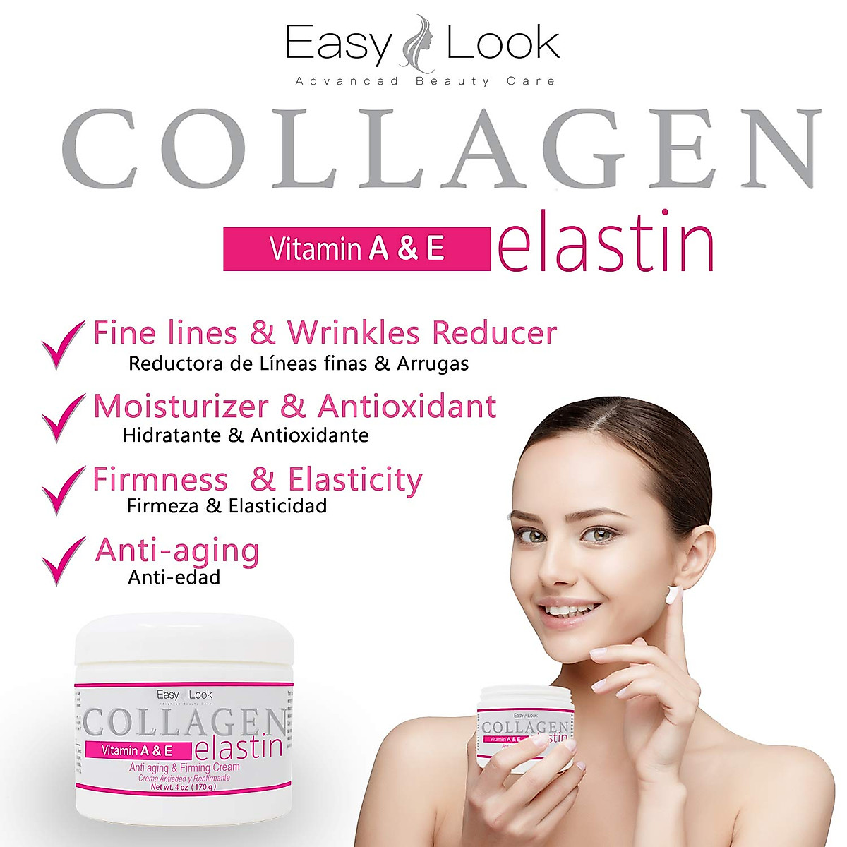 Collagen Elastin Cream Vitamins A & E Anti aging and Firming Cream 4oz