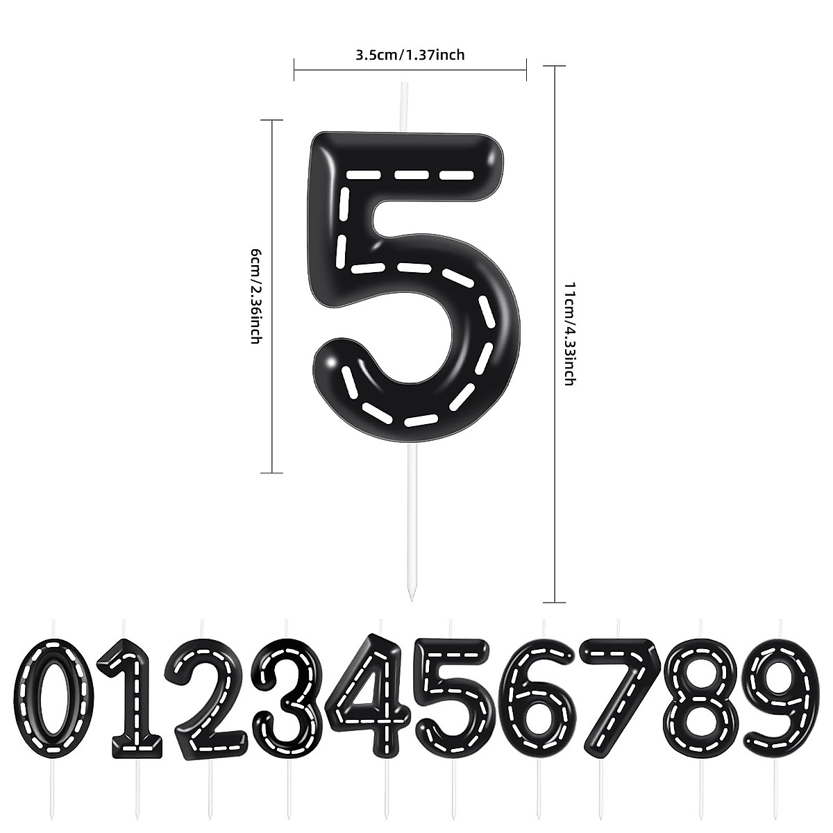 ZHIHUI Birthday Candle Racing Cars Themed Birthday Party Decoration, Black and White Line Happy Birthday Cake Candle, Boys Girls Kids Birthday Cake Topper Reunions Theme Party Supplies (Number 4)