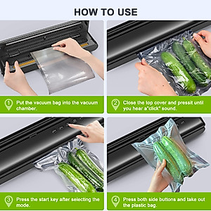 BEYUAM Vacuum Sealer Machine: Upgraded 5 in1 Food Vacuum Sealer with Dry&Moist Modes, LED Indicator Lights, Compact Design, Includes 15PCS Vacuum Seal Bags,1 Air Suction Hose, 1Cutter