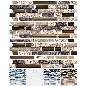 STICKGOO 10-Sheet Peel and Stick Wall Tile, Self-Adhesive Kitchen Backsplash in Sandstone (Thicker Design)