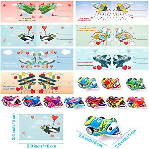 Valentines Day Cards for Kids - 28 Pack Planes Valentine's Greeting Cards with Pull Back Planes Toy Party Favors, Kids Valentines Day Exchange Gift Cards for Boys Girl Classroom School Party Supplies